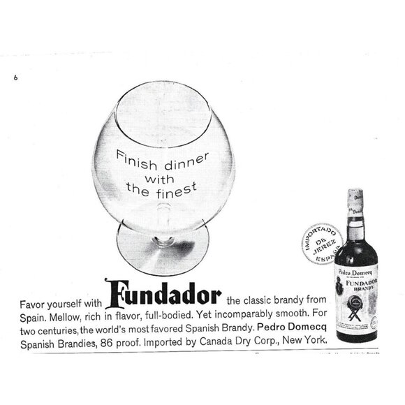 Art | Fundador Pedro Domecq Spanish Brandy Advertisement 196s Vintage ...